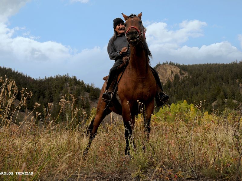 THE INDIAN AND THE WILD HORSE : An authentic Indian riding a wild horse ...