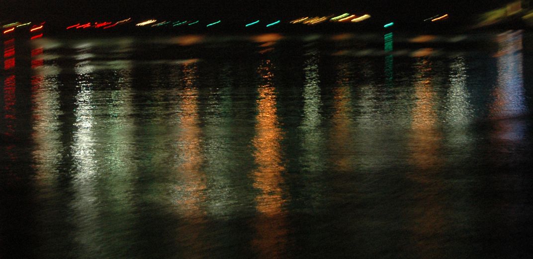 Panama Nights: Traffic and lights on the Bridge of the Americas reflect ...