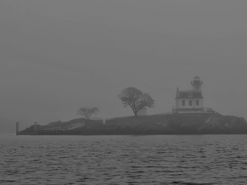 View of Pomham Rocks Lighthouse in Rhode Island from a rower's ...