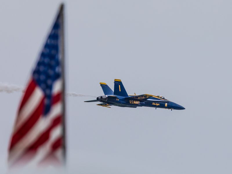Blue Angels Commander flies by American Flag | Smithsonian Photo ...