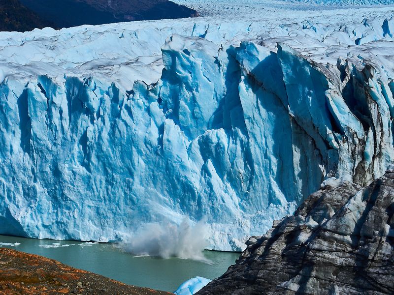 Falling Iceberg From Melting Perito Moreno Glacier in Patagonia ...