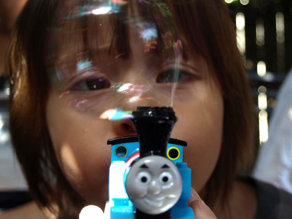 My nephew received a Thomas the Train bubble blower for his birthday, I ...