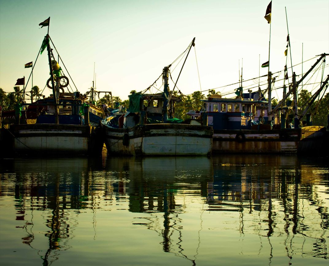 Fishing boats near Padukere beach, Udupi, India. | Smithsonian Photo ...