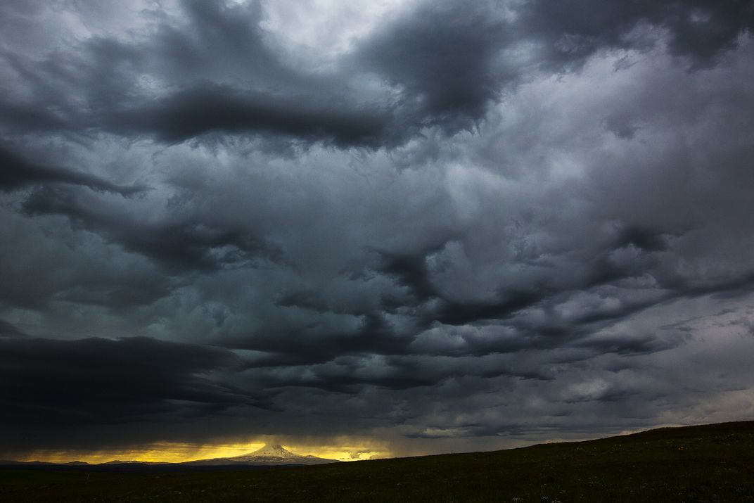 Washington State's Mt Adams, as a Lightning Storm Approaches ...