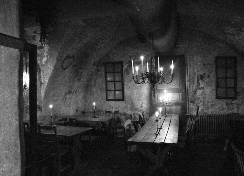 The main dining area of a small cafe in Gamla Stan (Old Town ...