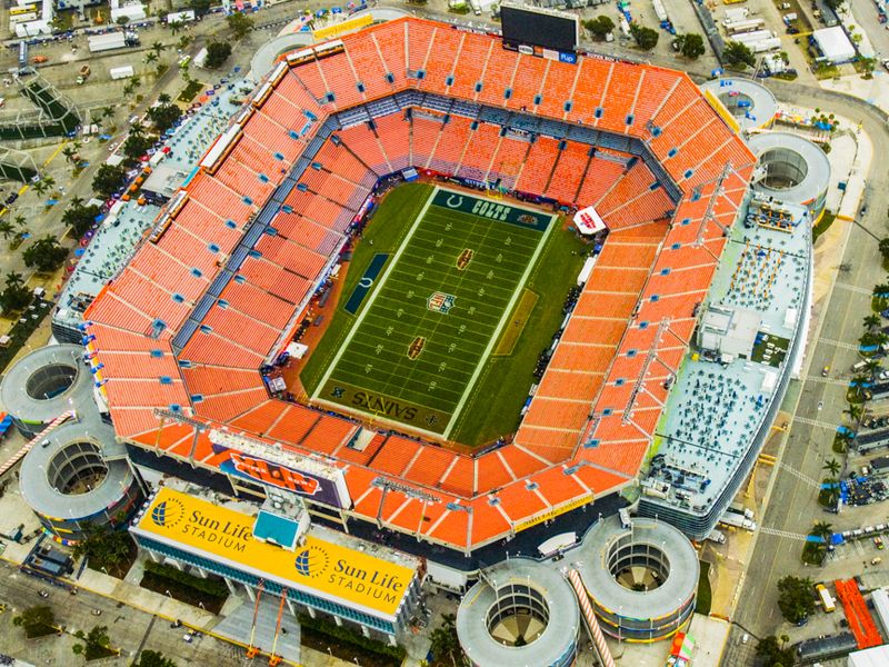 AErial view of the Sun Life Stadium, Home of Superbowl 44, Miami ...