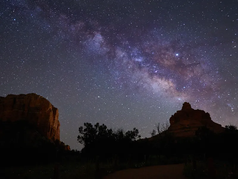 Milky Way Shining Its Light On Magnificent Sedona Arizona Bell Rock and ...