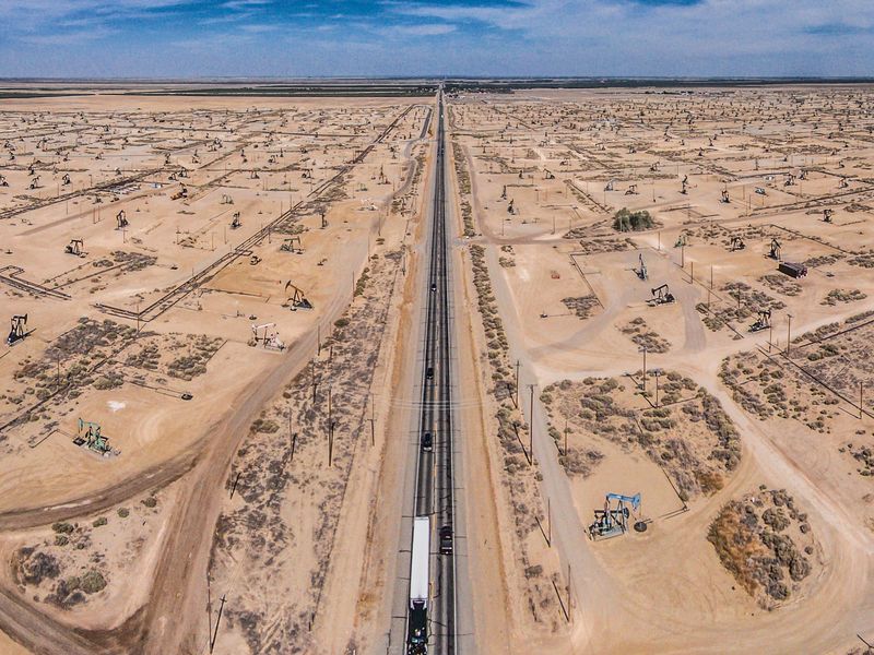 Aerial view of a Central California oil field | Smithsonian Photo ...