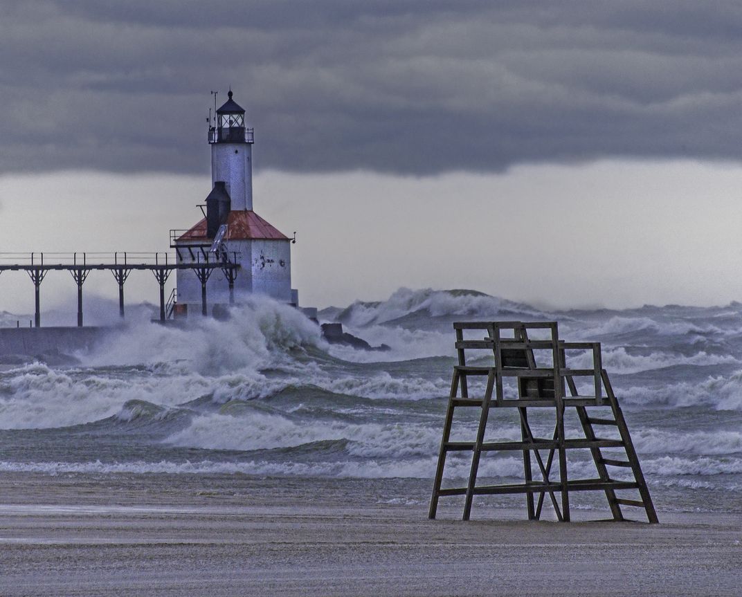 Hurricane Sandy also impacted Lake Michigan. This is a scene from Sandy ...