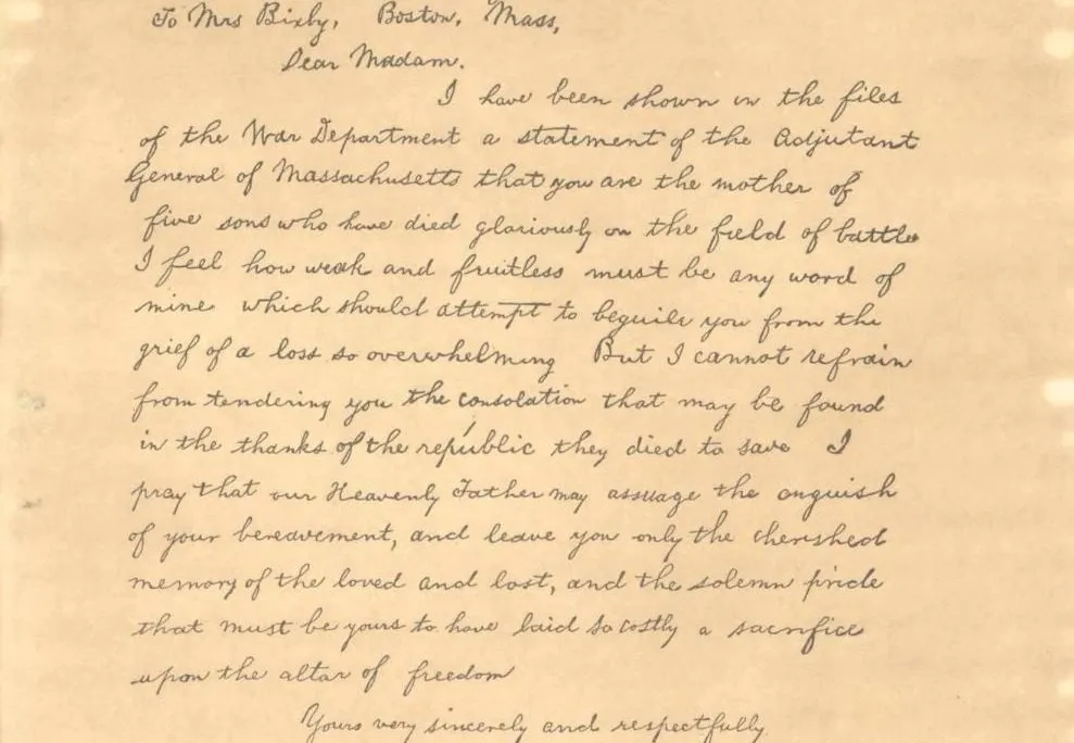 abraham lincoln letter to manchester