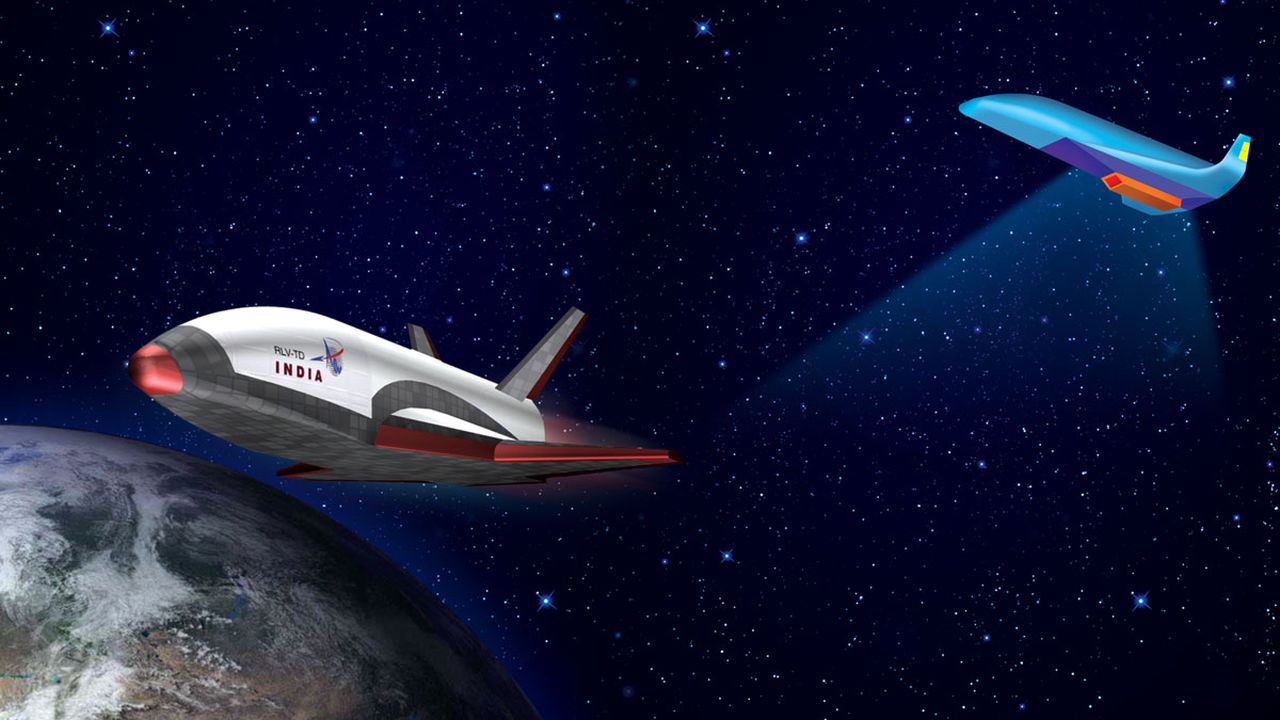 space shuttle flying through space