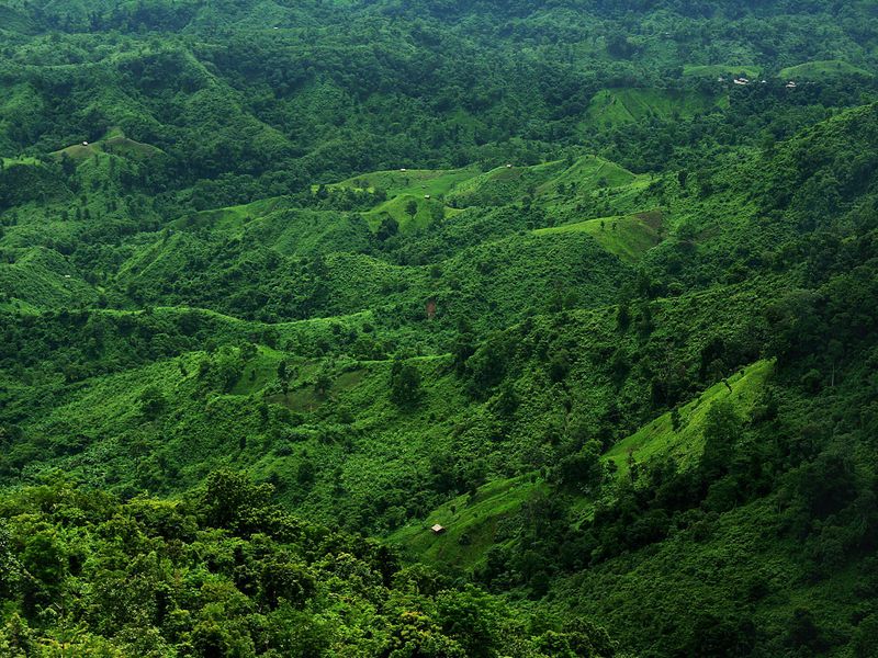 An aerial view of the hills is in Nilgiree in Bandarban, Bangladesh ...