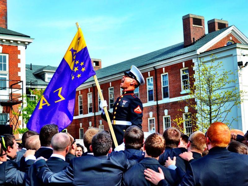 Group of Members of a fraternity during an annual event with an ...