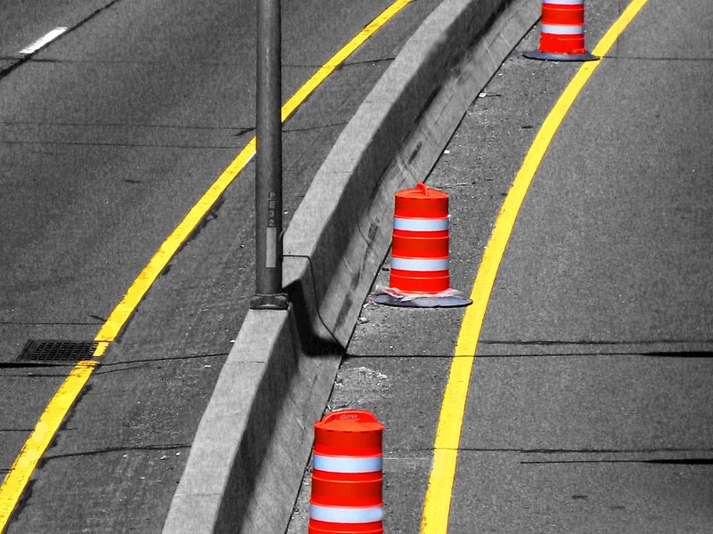 Prospect Expressway barricades used to close lanes for resurfacing ...