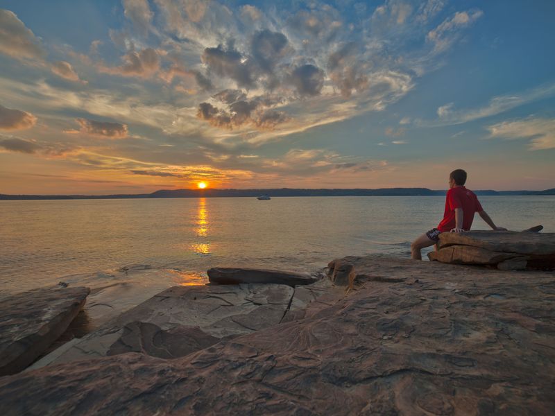 Enjoying the sunset after a swim in the lake | Smithsonian Photo ...