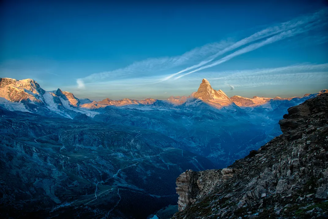 Matterhorn at sunrise seen from Rothorn, Zermatt, Switzerland ...
