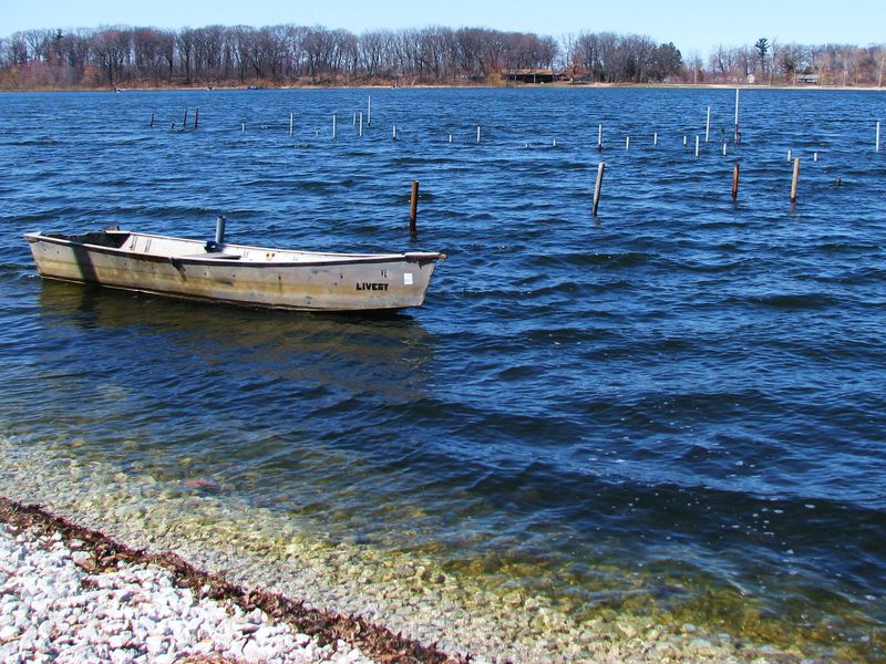 Stone Lake in LaPorte, Indiana in the Springtime. Docks were underwater ...